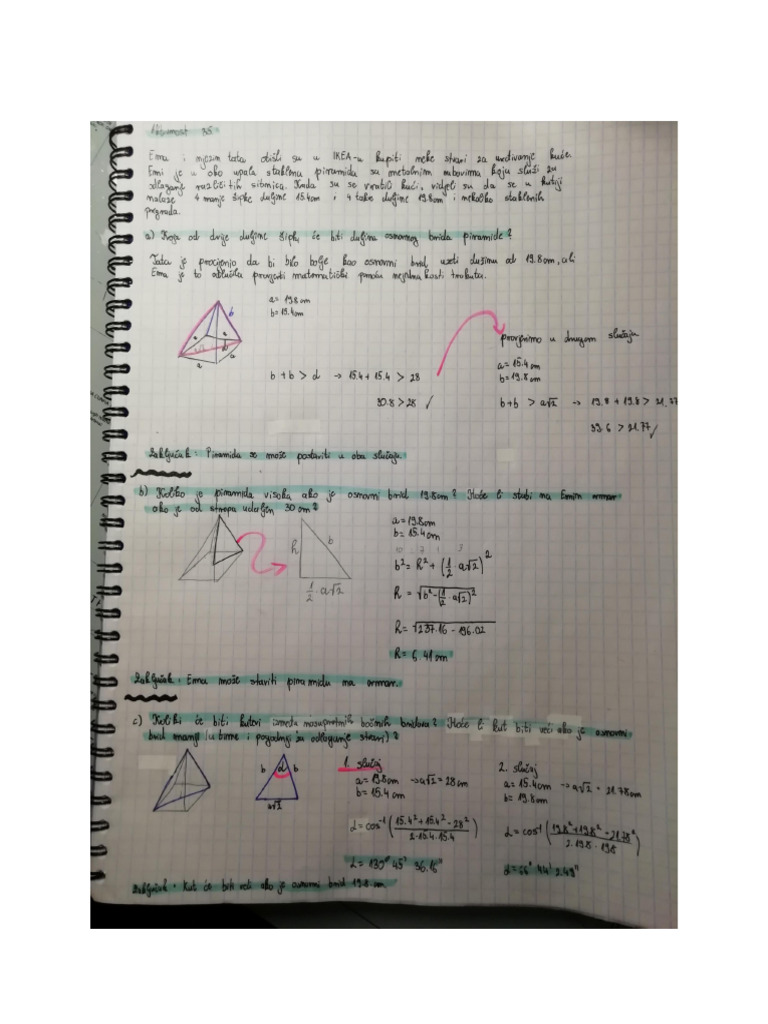Geometrijska Tijela - Piramida - Zadatak | PDF