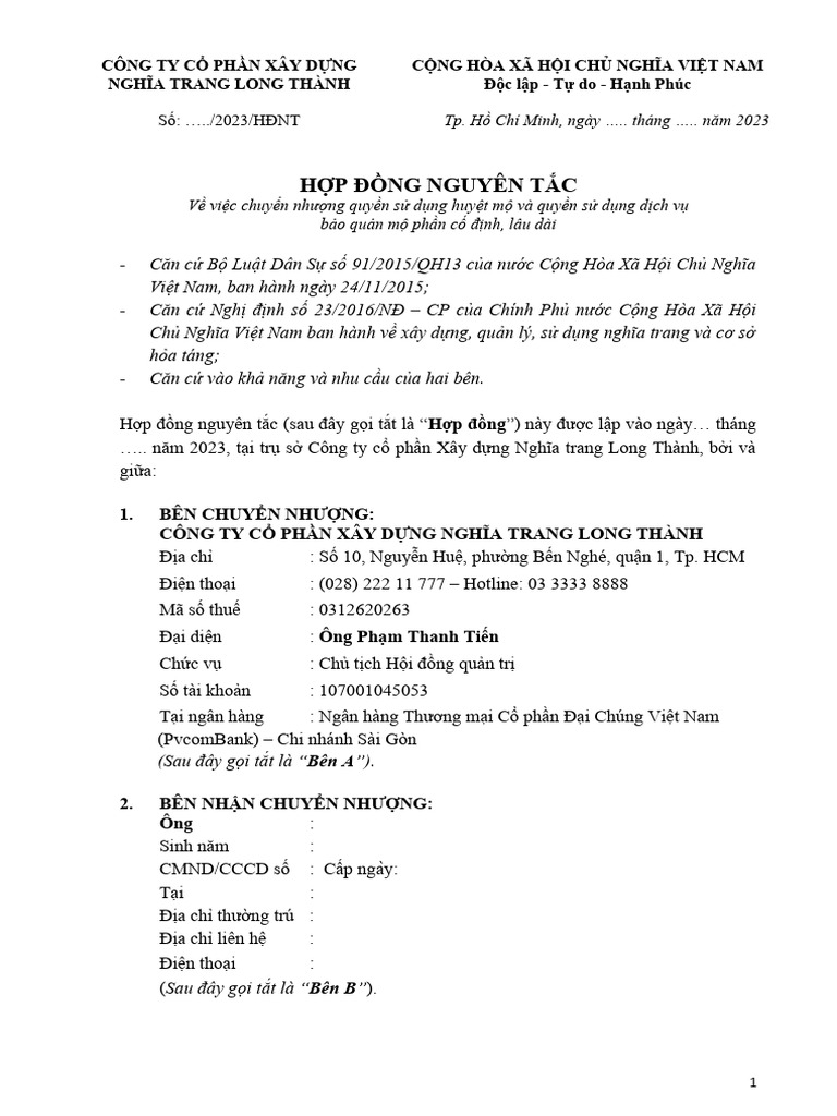 Hop Dong Nguyen Tac | PDF