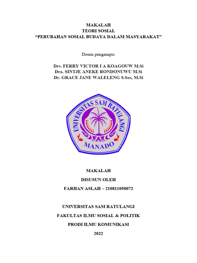 Farhan Aslah Makalah Teori Sosial | PDF | Ilmu Sosial