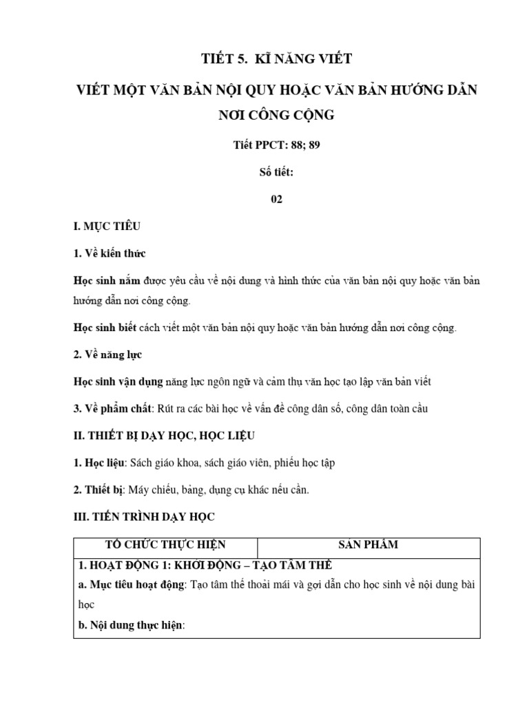 Viết một đoạn văn hoặc nội quy hướng dẫn nơi công cộng | PDF