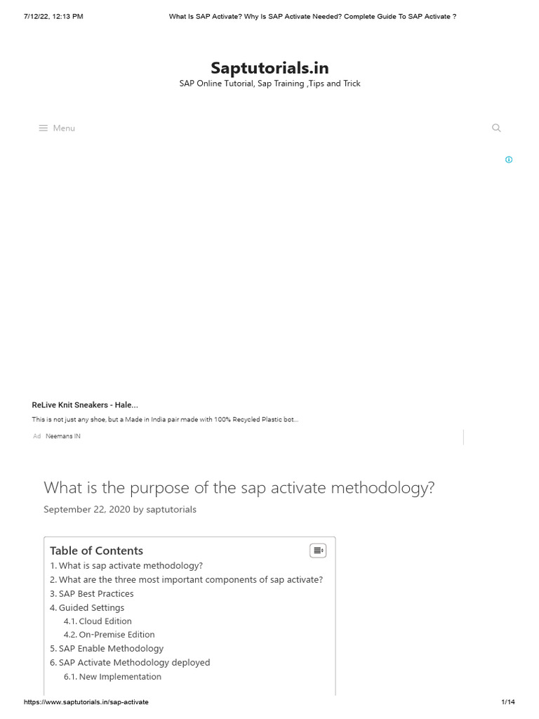 Understanding SAP Activate Methodology | PDF | Cloud Computing ...