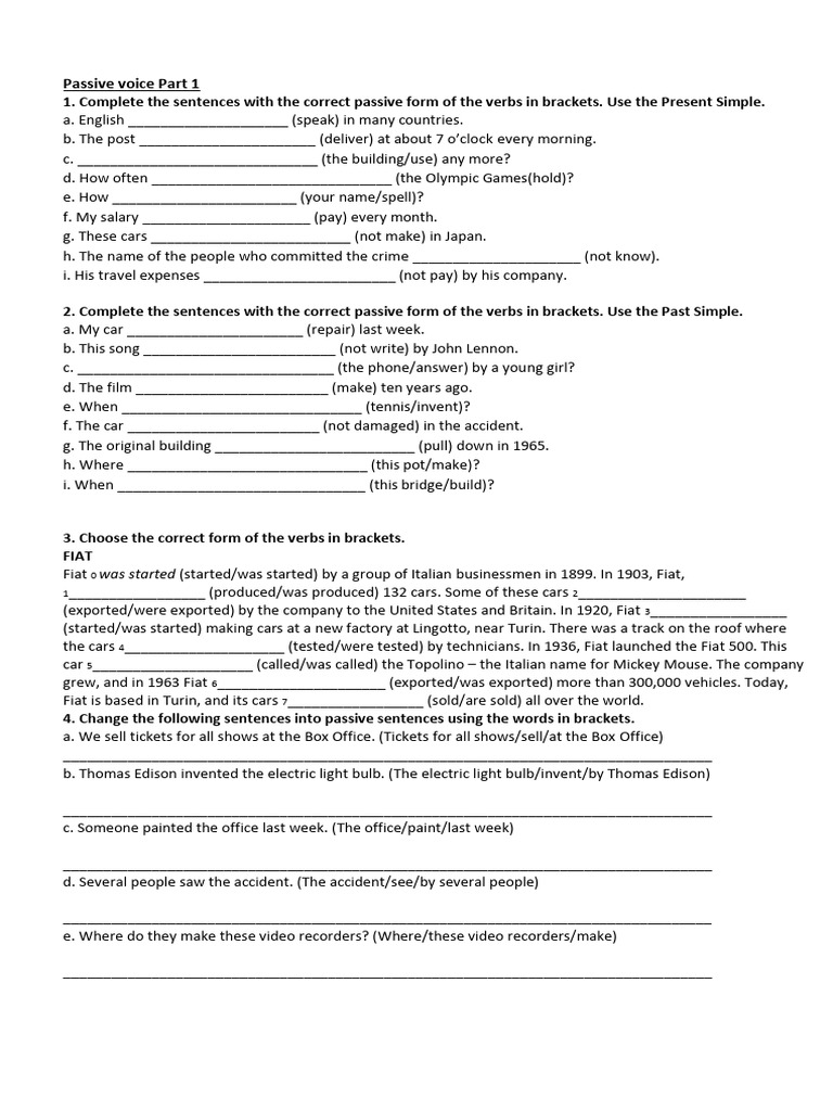 Passive Voice Exercises | PDF