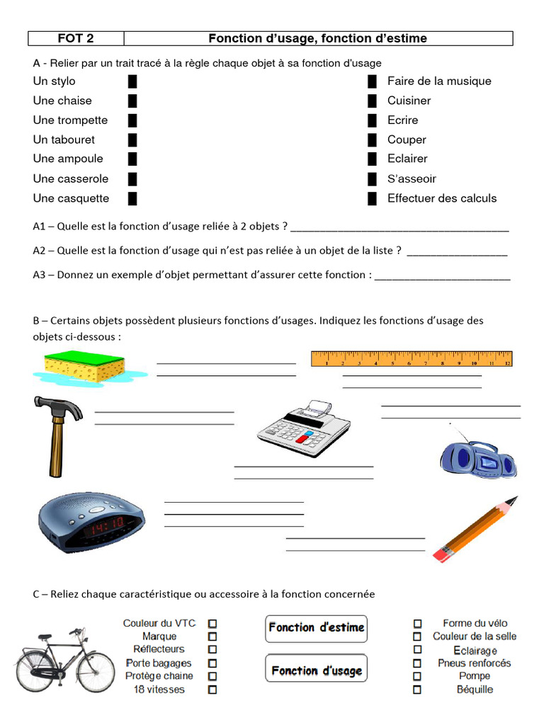 Fonctions d'usage des objets | PDF