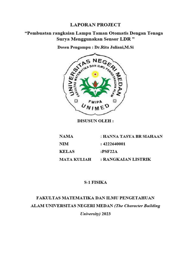 Hanna Tasya BR Siahaan - LAPORAN PROJECT RANGKAIAN LISTRIK | PDF