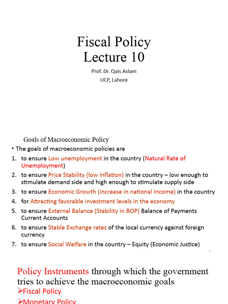 Lecture 9 Fiscal Policy | PDF | Taxes | Fiscal Policy