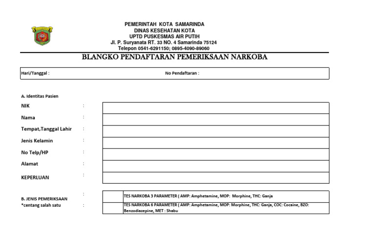 Blangko Pemeriksaan Narkoba | PDF
