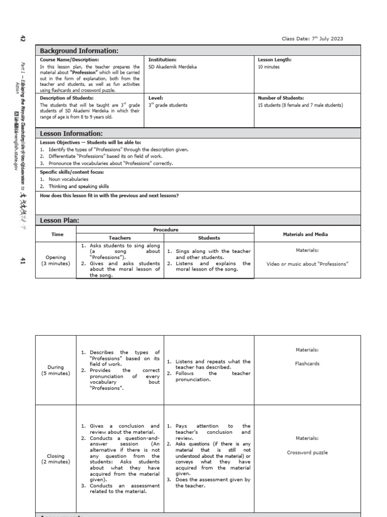 Lesson Plan Group 2 - TEFL | PDF | Lesson Plan | Teachers