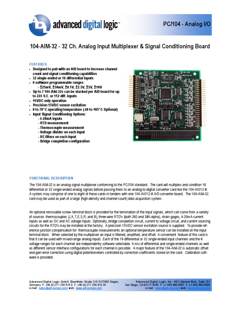 32 Channel Analog Input Multiplexer and Signal Conditioning Board for ...