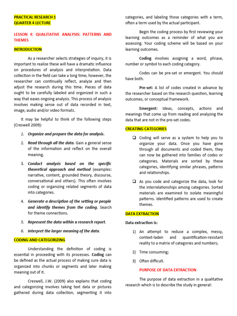 Q4 Prac1 Lecture Lesson4 | PDF | Data | Qualitative Research