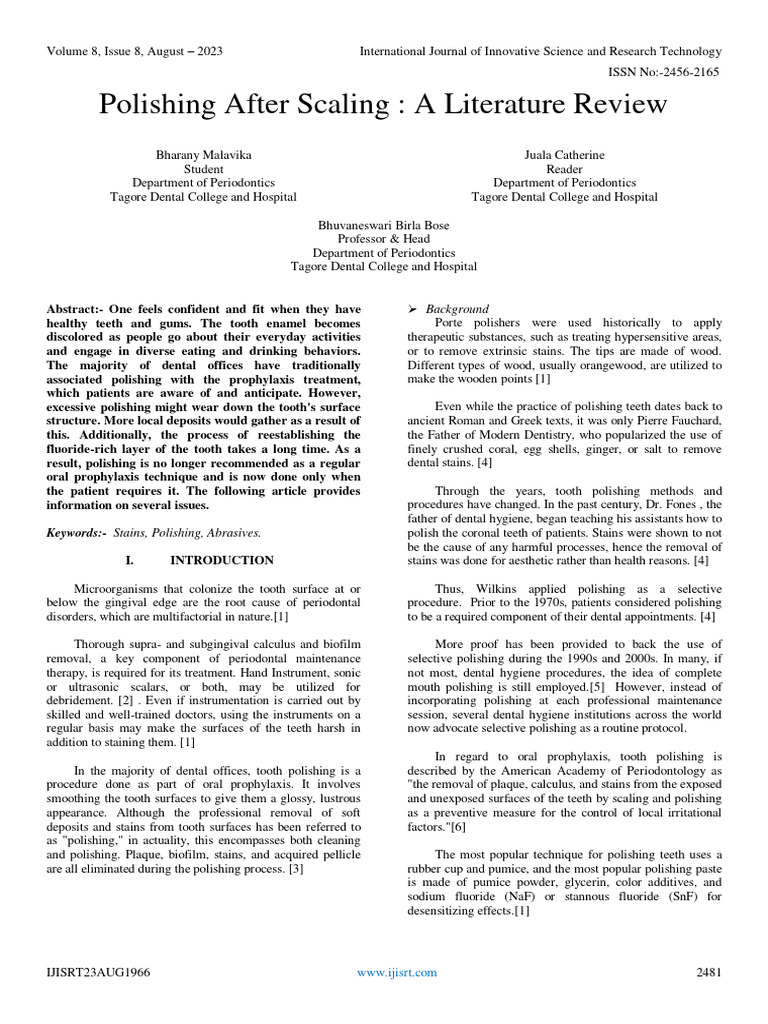 Polishing After Scaling: A Literature Review | PDF | Periodontology ...