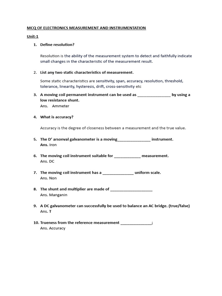 MCQ On Measurement | PDF