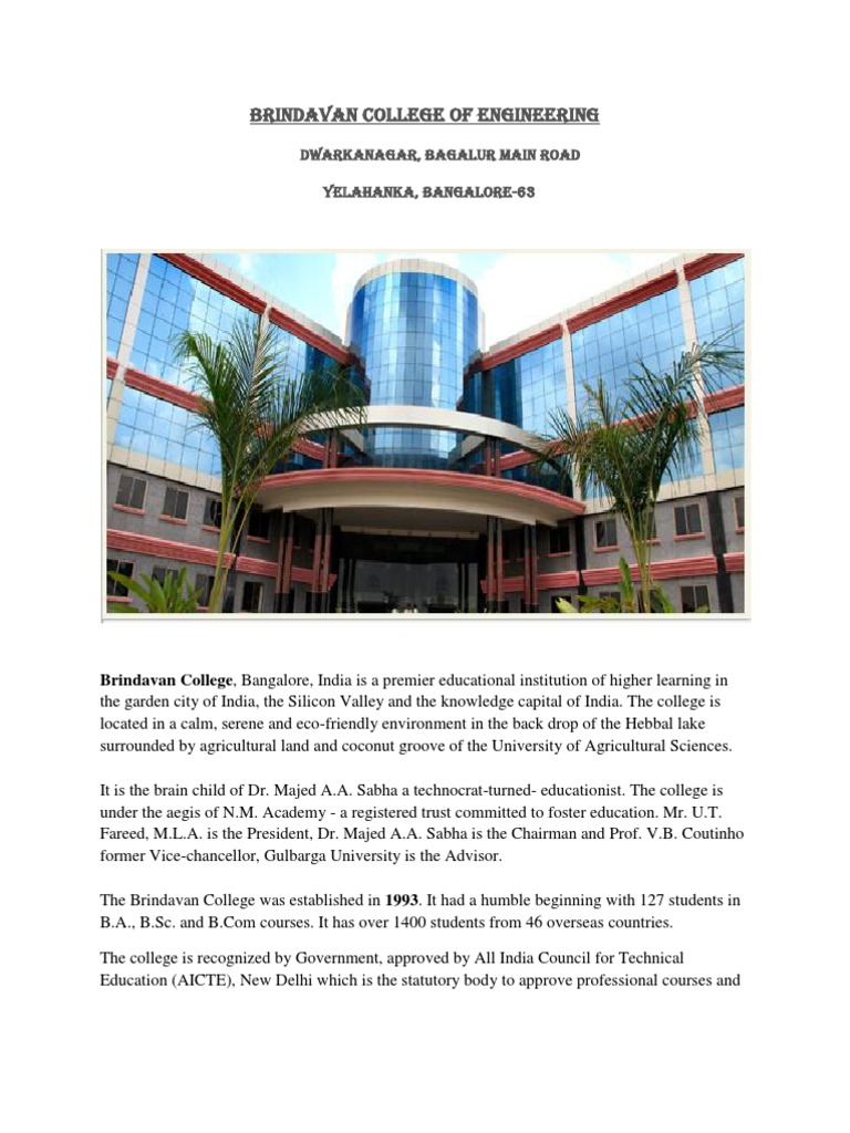 Brindavan College of Engineering | PDF | Engineering | Science And ...