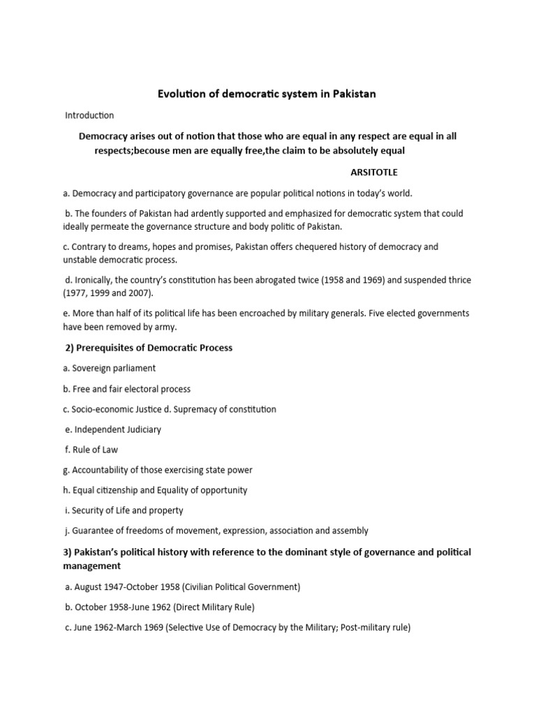 Evolution of Democratic System in Pakistan Word | PDF | Democracy ...
