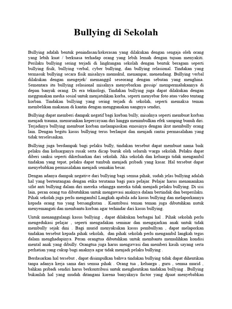 Bullying Di Sekolah | PDF