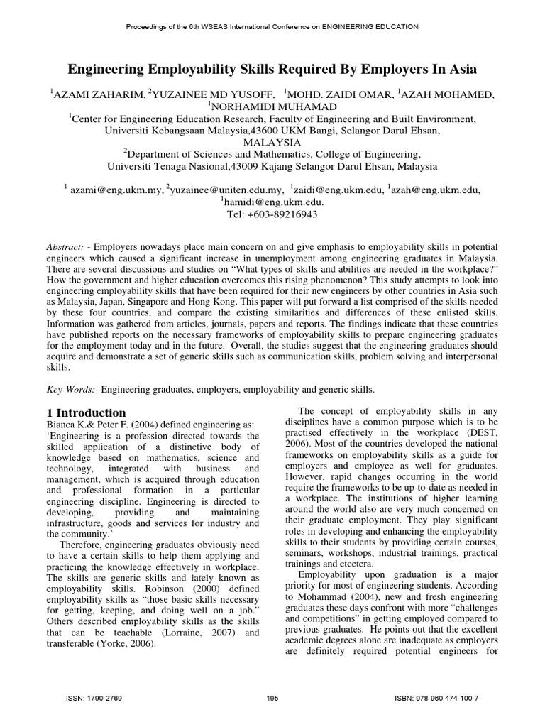 Engineering Employability Skills Require | PDF | Engineering | Engineer