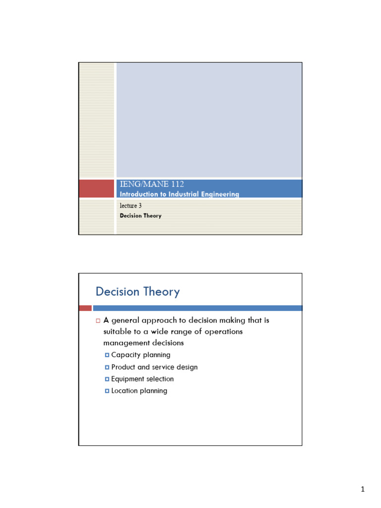 Decision Theory | PDF | Decision Making | Economics Of Uncertainty