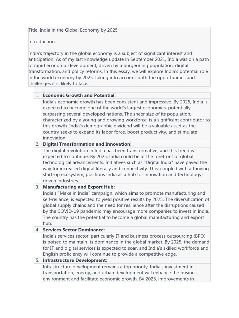 India in 2025 | PDF | Economic Growth | Infrastructure