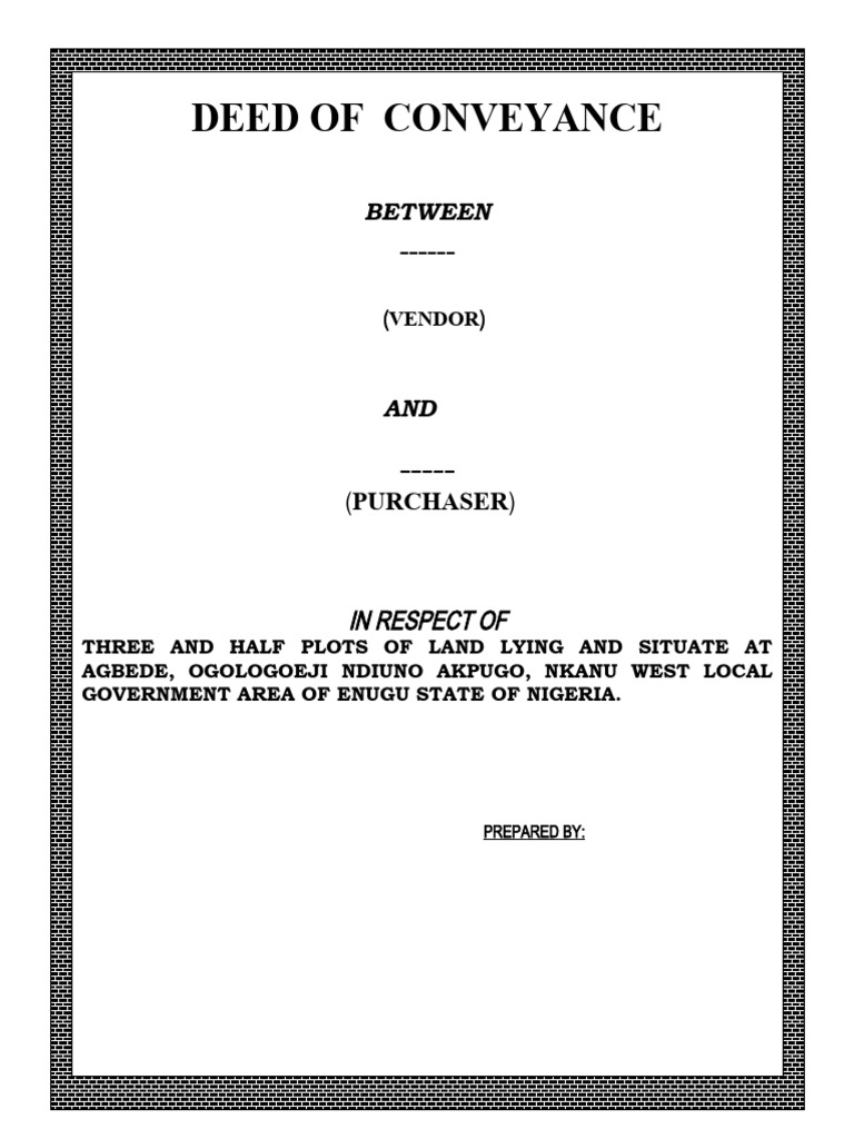 Deed of Customary Conveyance o Upload | Download Free PDF | Covenant ...