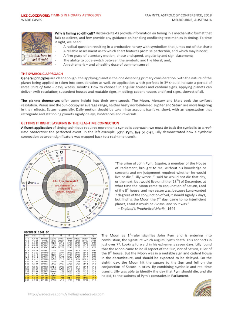 Wade Caves - Like Clockwork - Timing in Horary Astrology | PDF ...