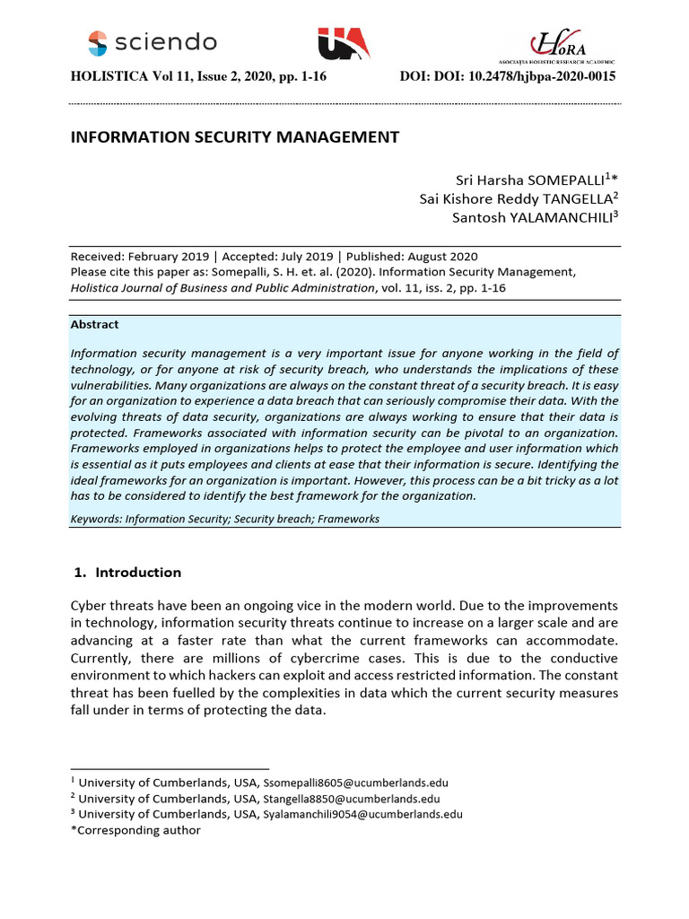 Information Security Management Pdf Information Security Computer