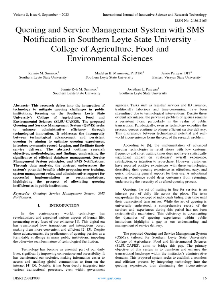 Queuing Management System with SMS Alerts | PDF | Survey Methodology ...