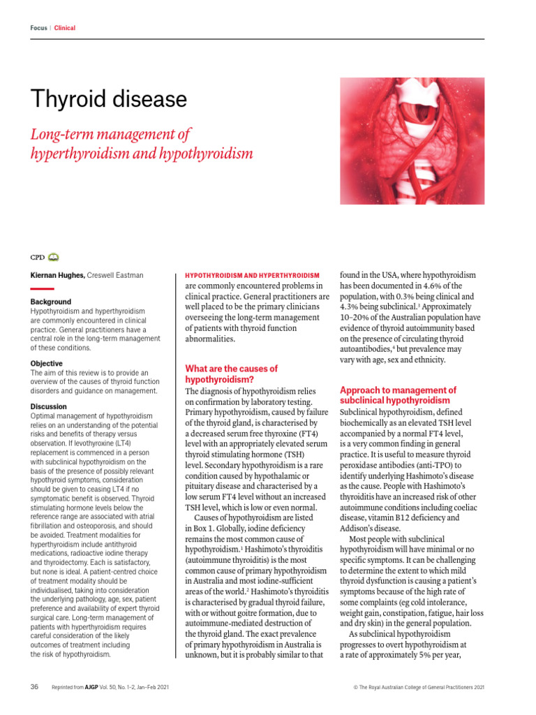 AJGP 0102 2021 Focus Hughes Thyroid Disease Long Term | PDF | Hypothyroidism | Thyroid ...