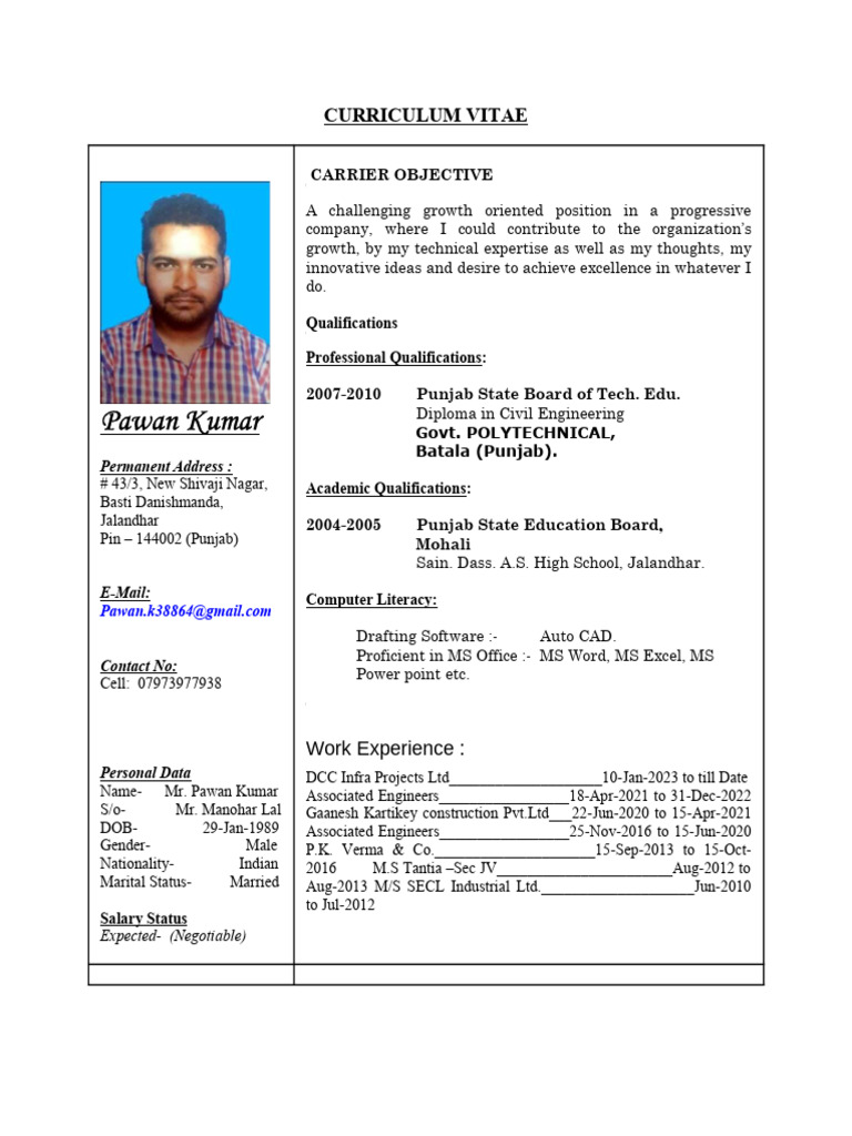 Pawan CV2 | PDF | Engineering | Civil Engineering