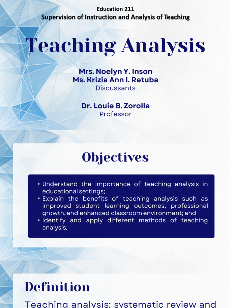 Educ 211 Supervision of Instruction and Analysis of Teaching | PDF