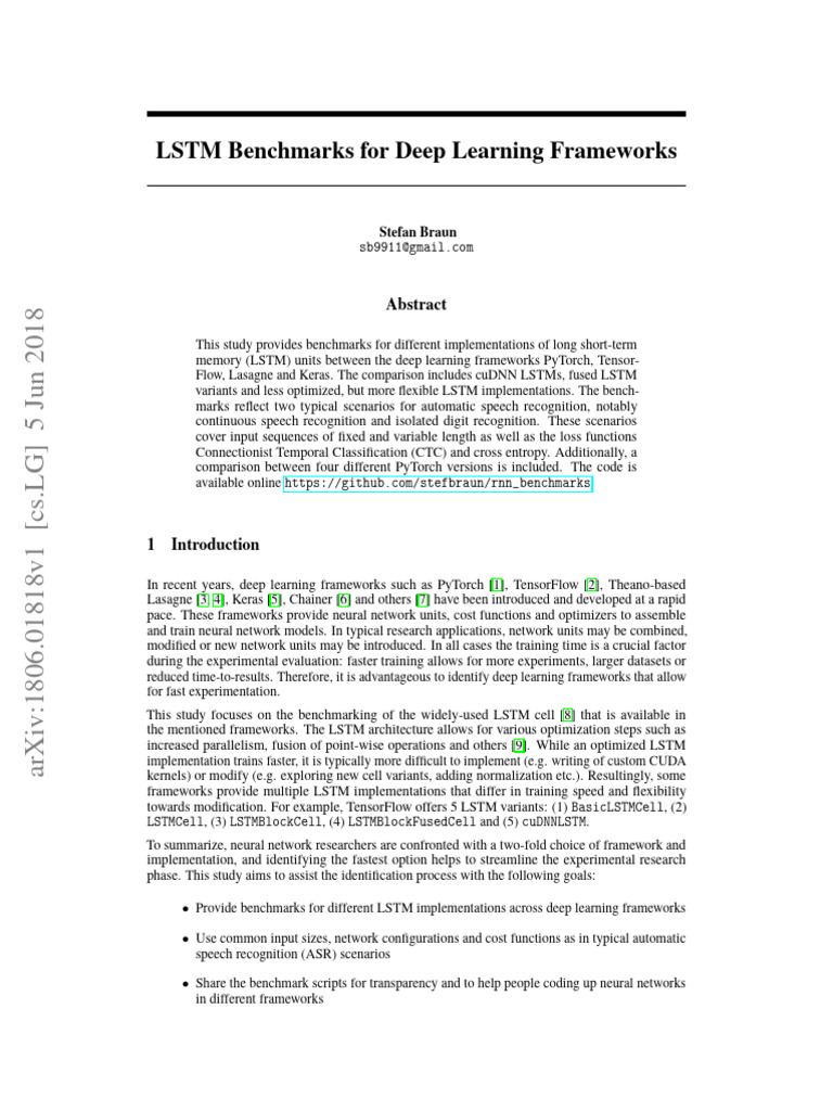 LSTM Benchmark | PDF | Deep Learning | Speech Recognition