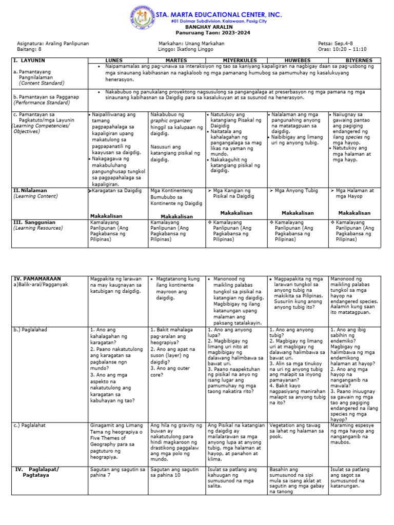 Lesson Plan A P 8 Week 3 Pdf