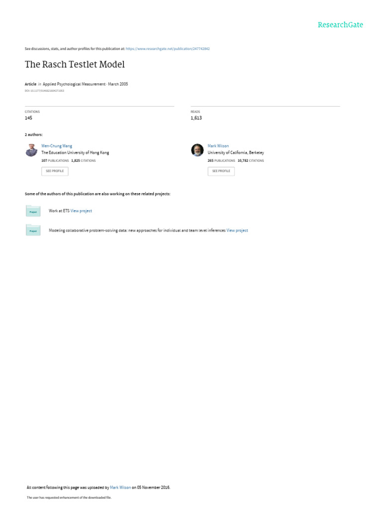 1PNO The Rasch Testlet Model | PDF | Standard Deviation | P Value