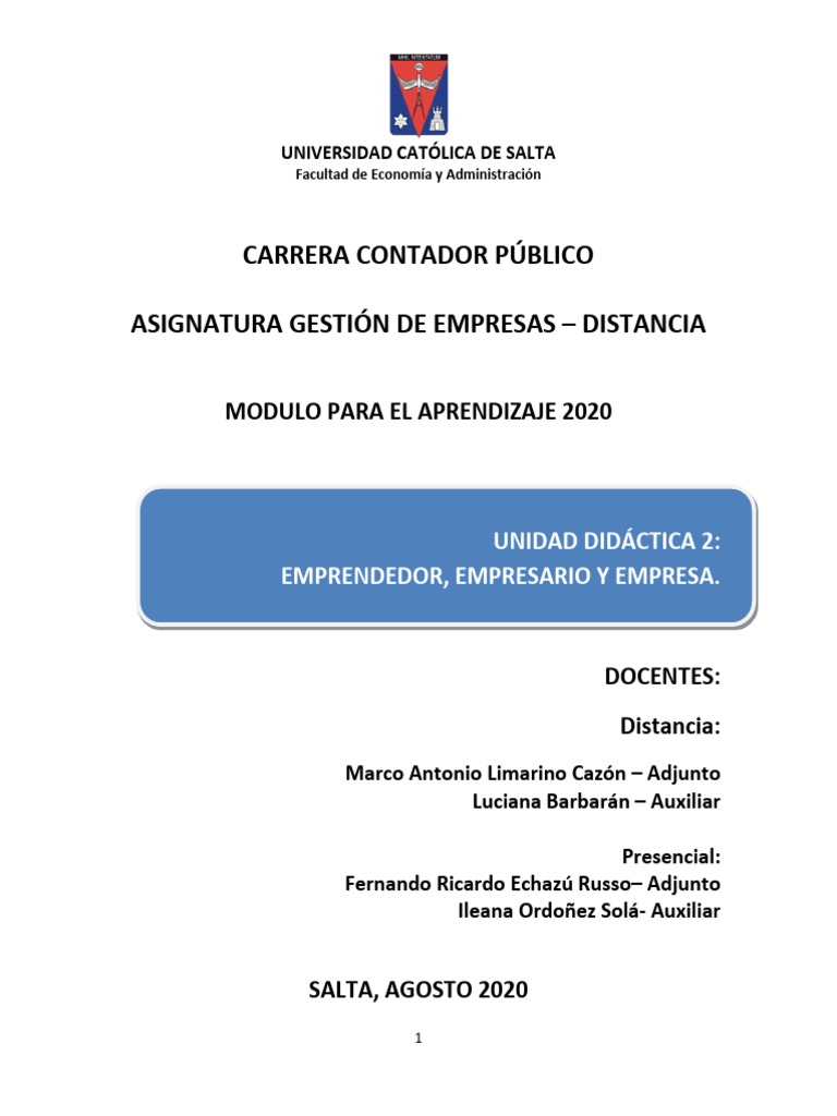Unidad 2. Emprendedor, Empresario y Empresa | PDF | Iniciativa empresarial | Business