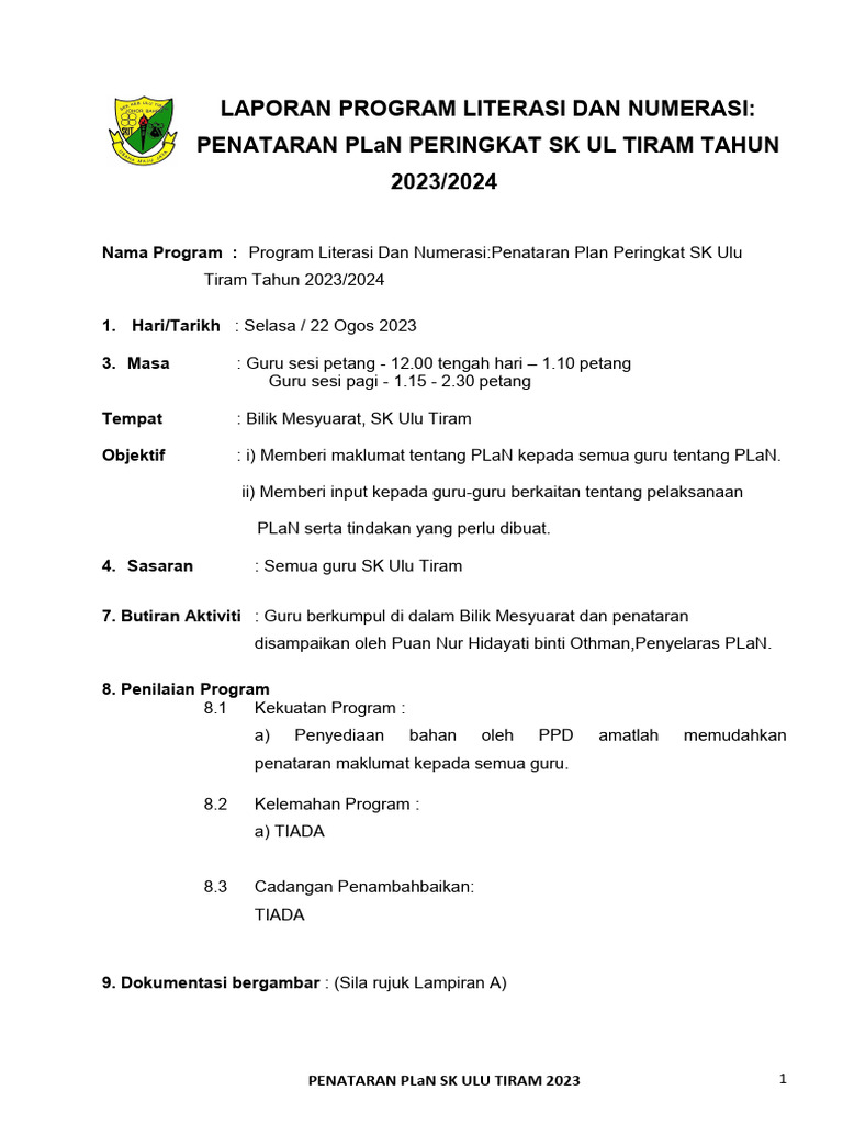 LAPORAN PENATARAN PLaN | PDF