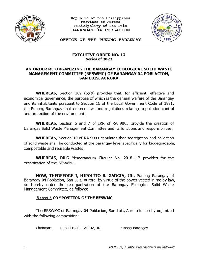 Eo - Beswmc 2022 | PDF | Waste Management | Municipal Solid Waste