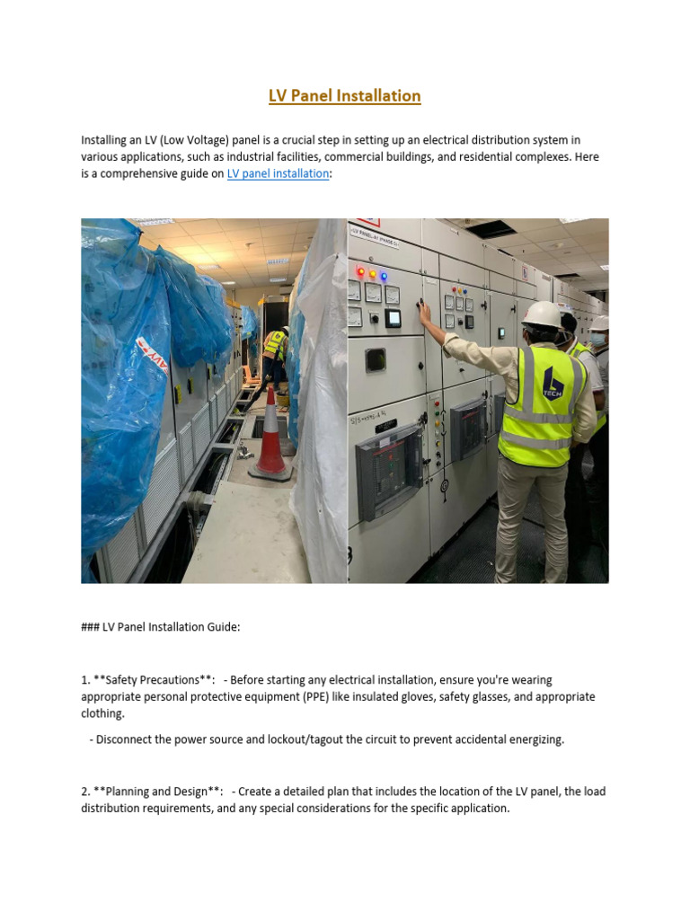 LV Panel Installation | Download Free PDF | Electrical Wiring ...