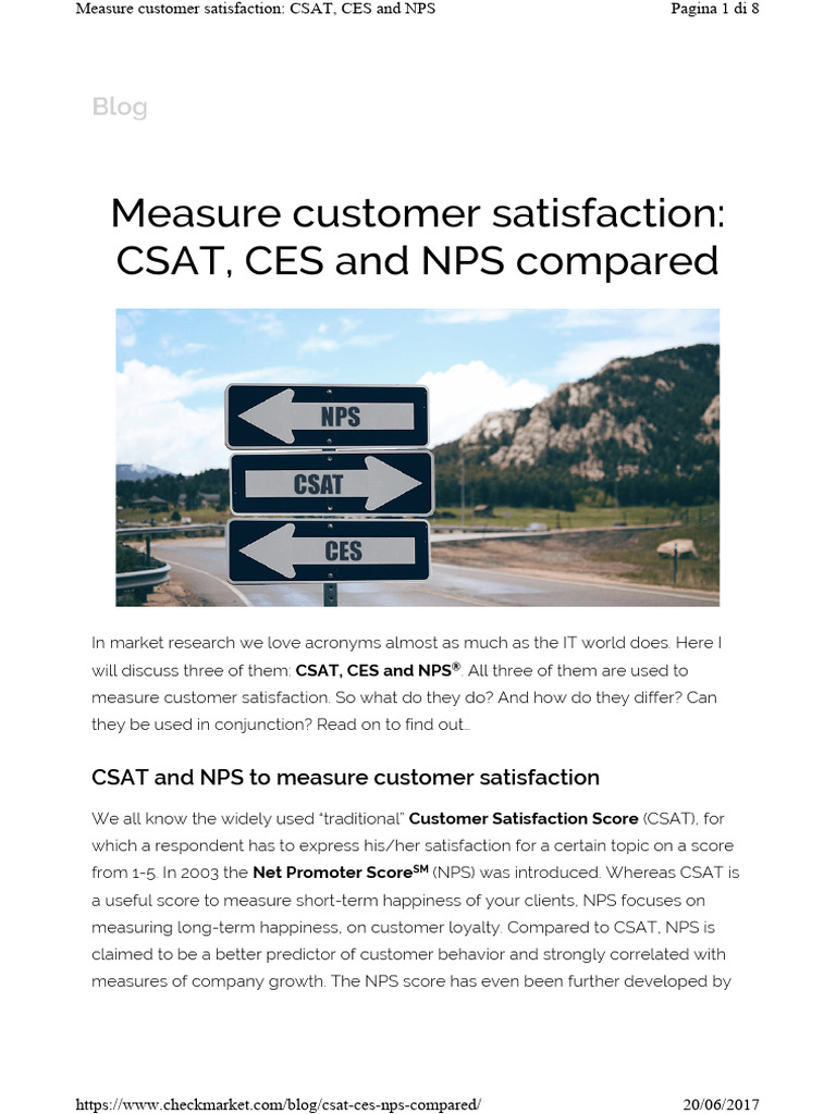 CES, CSAT and NPS in Comparison | PDF | Customer Satisfaction | Human ...