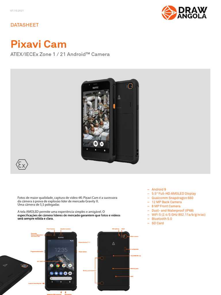 Pixavi Cam Datasheet 07.10.2021 | PDF | Smartphone | Information Appliances