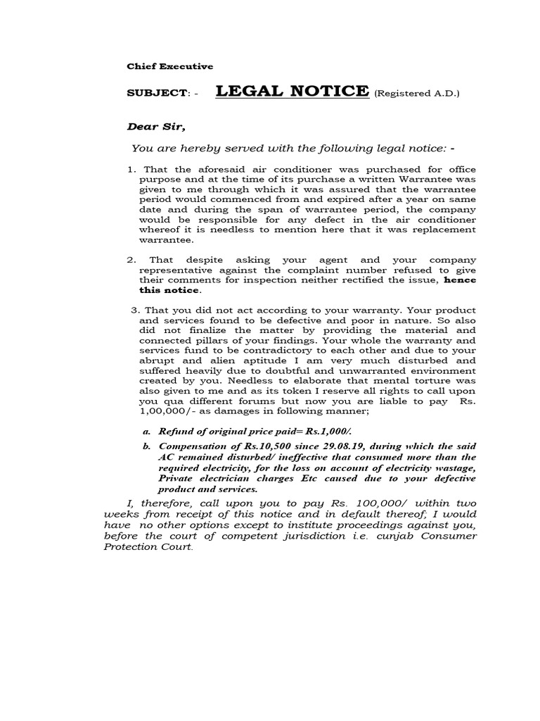 Legal Notice AC | PDF