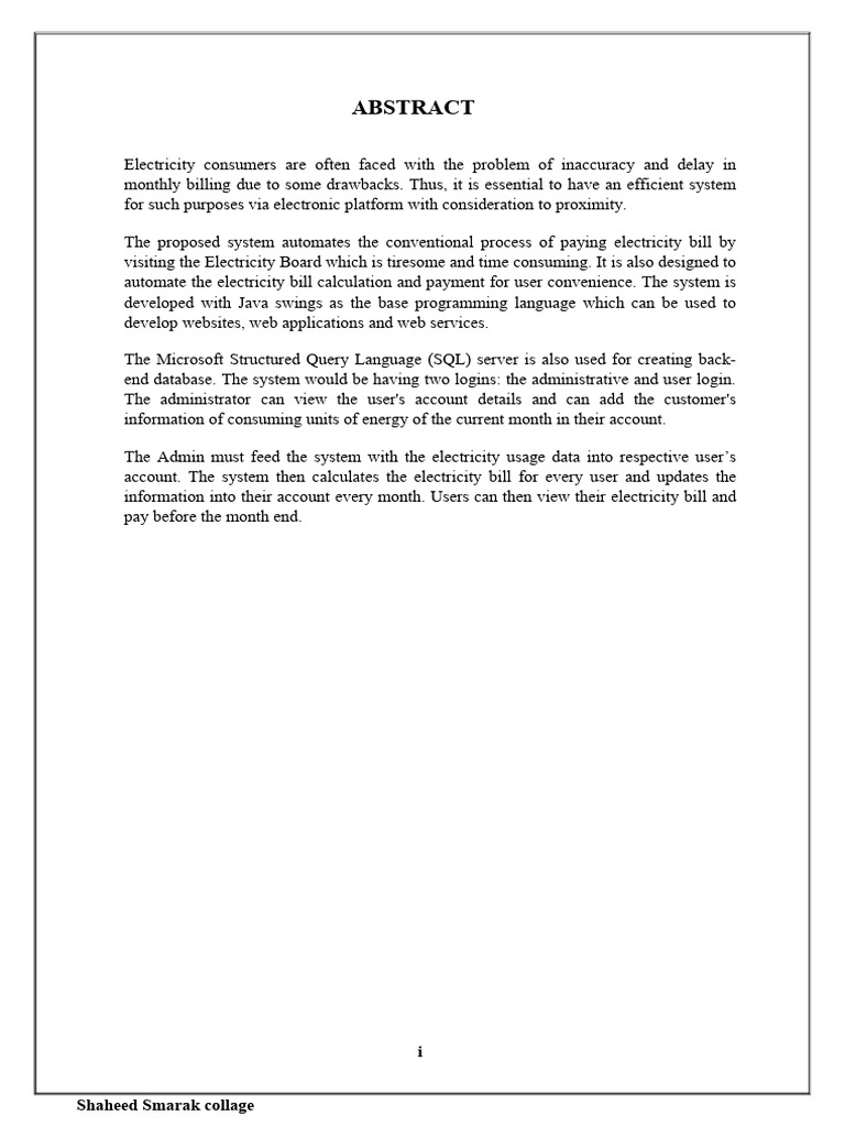 Electricity Billing System | PDF | Databases | Table (Database)