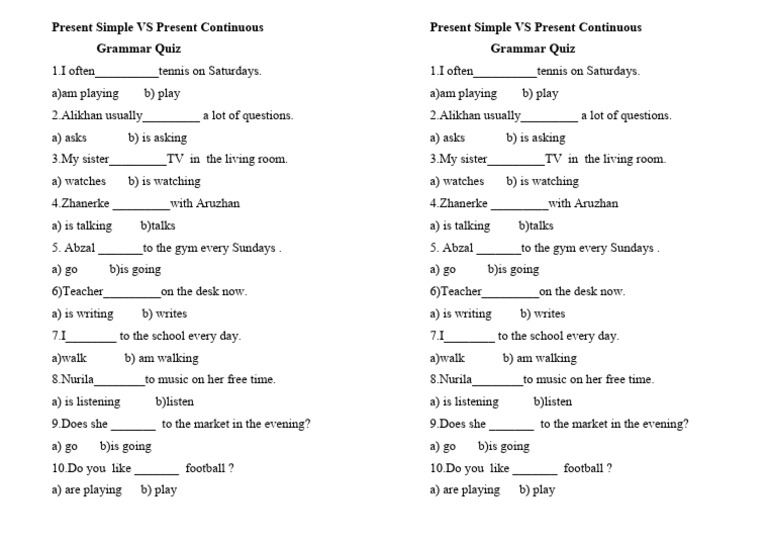 Present Simple VS Present Continuous | PDF