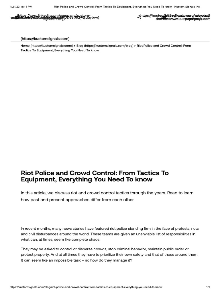 Riot Police and Crowd Control - From Tactics To Equipment, Everything ...