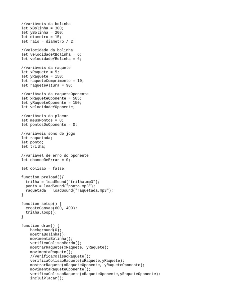 Jogo Pong - Javascript | PDF