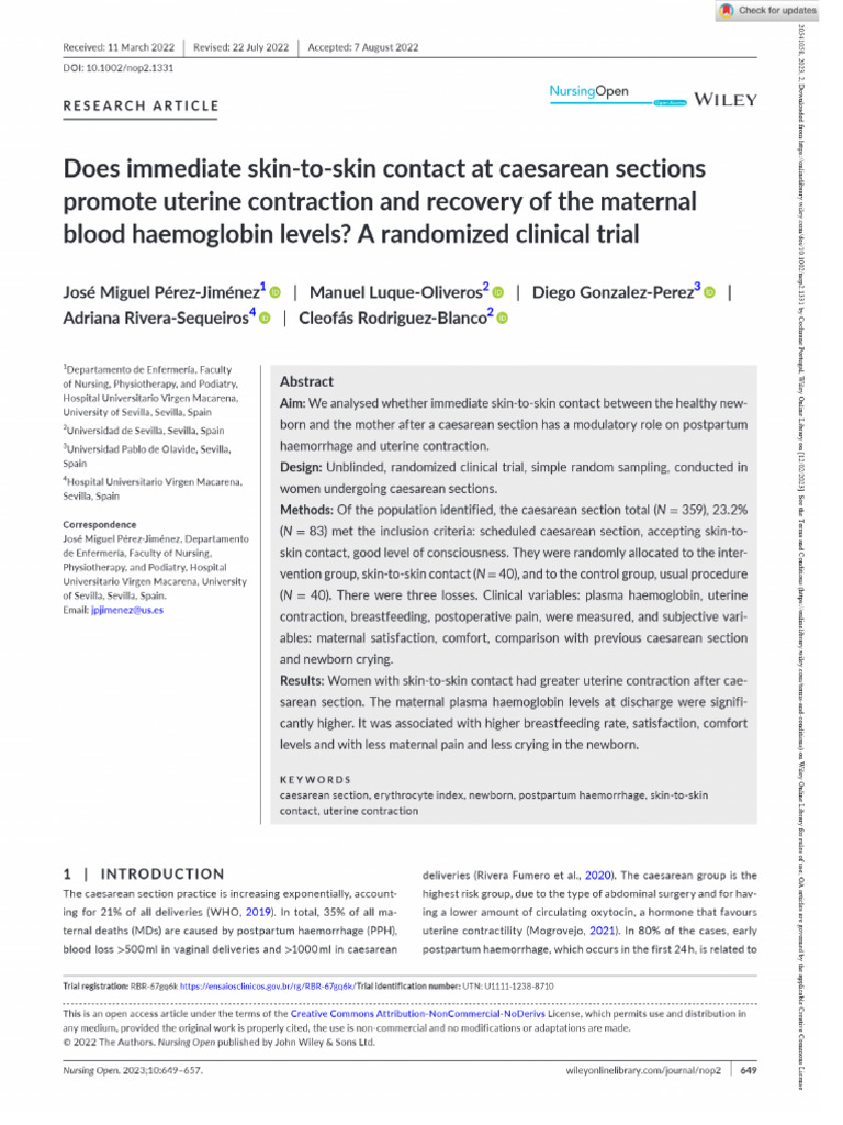 Does Immediate Skin‐to‐Skin Contact at Caesarean Sections Promote ...