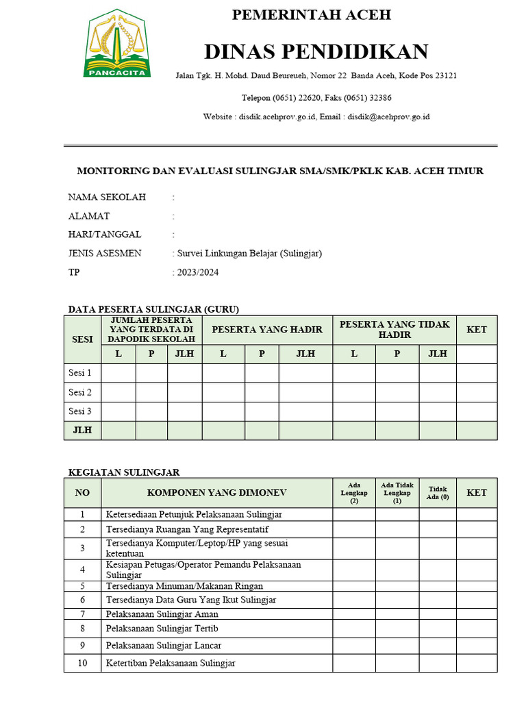 Evaluasi Sulingjar Aceh Timur | PDF