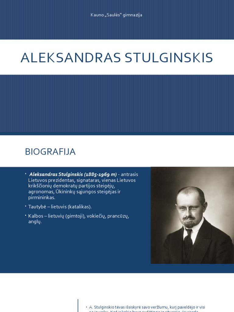 Aleksandras Stulginskis (1885-1969 M.) (Nemoku - LT) | PDF