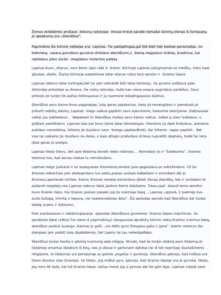 Vincas Kreve Skerdzius Rasinys (Mokslobaze - LT) | PDF