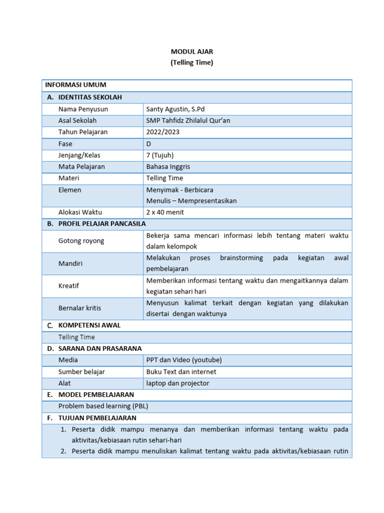 Telling Time | PDF | Sains & Matematika