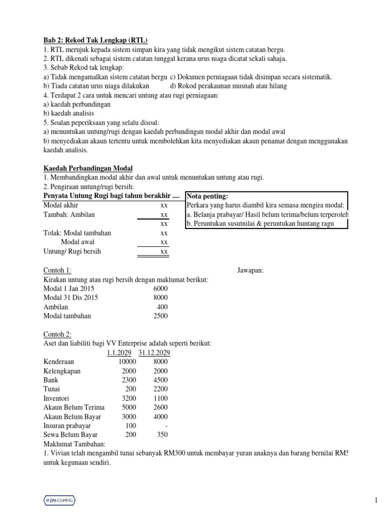 Nota P. Akaun t5 - Bab 2 KSSM | PDF