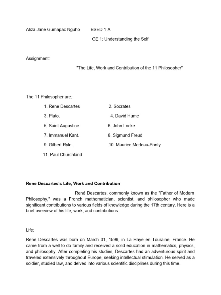 Understandingthe Self Pdf Immanuel Kant David Hume