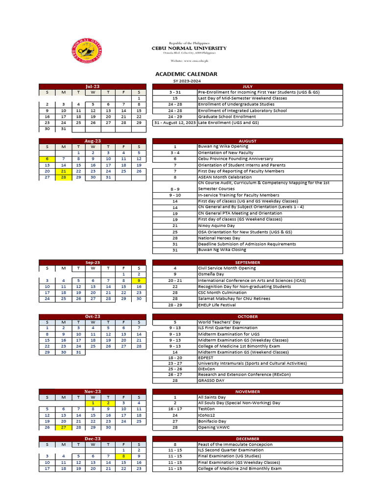 Academic Calendar AY 2023 2024 | PDF | Observances | Festival